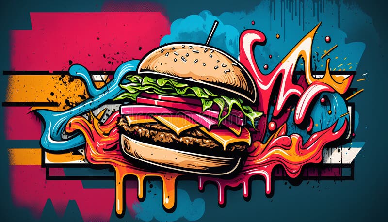 Fast Food Graffiti Background Stock Illustrations – 300 Fast Food ...