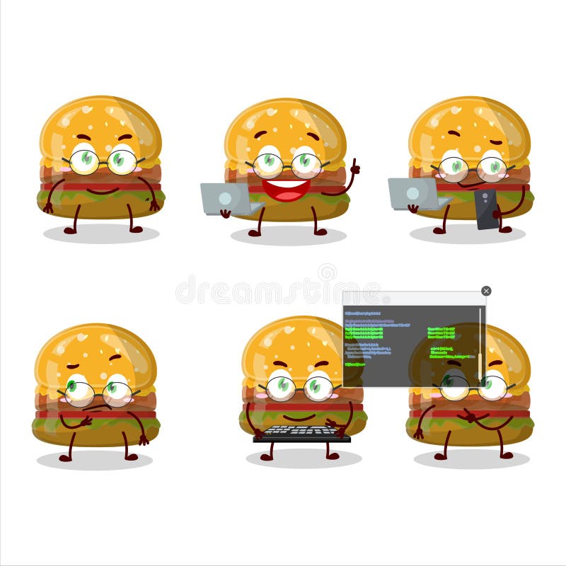 Hamburger Gummy Candy Programmer Cute Cartoon Character with Stock ... Hamburger Gummy Candy Programmer Cute Cartoon Character with Stock ...