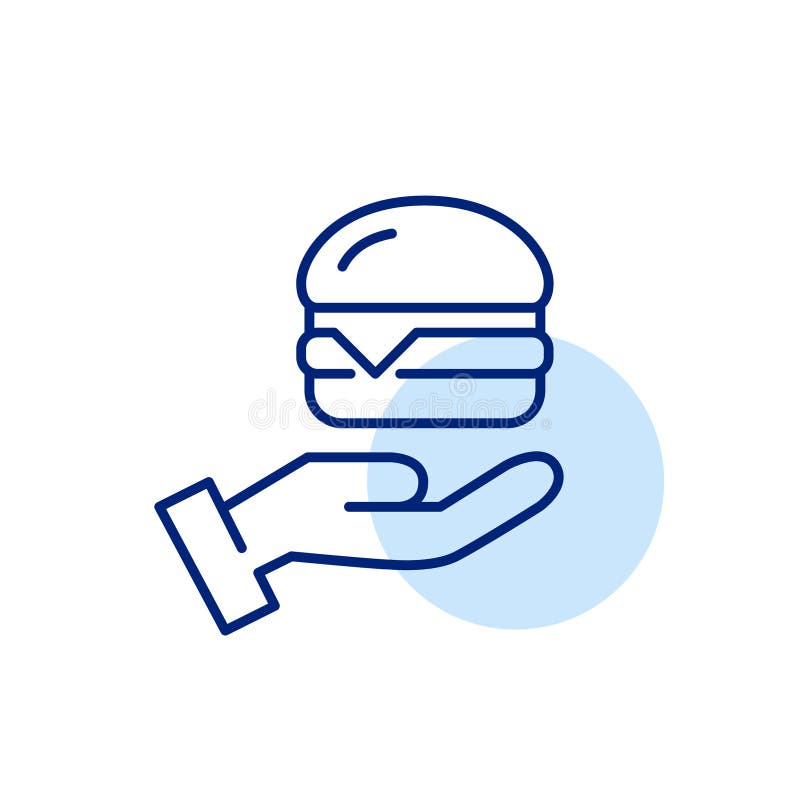 Hamburger and Hand. Food Delivery, Quick Bite Takeout. Pixel Perfect ...
