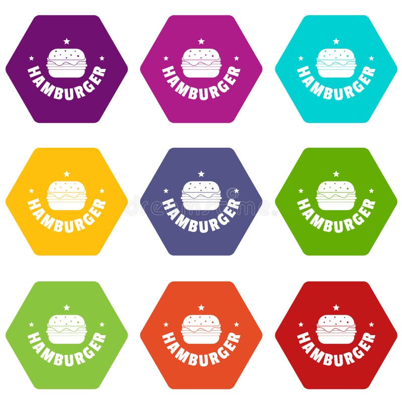 Hamburger Icons Set 9 Vector Stock Vector - Illustration of delicious ...