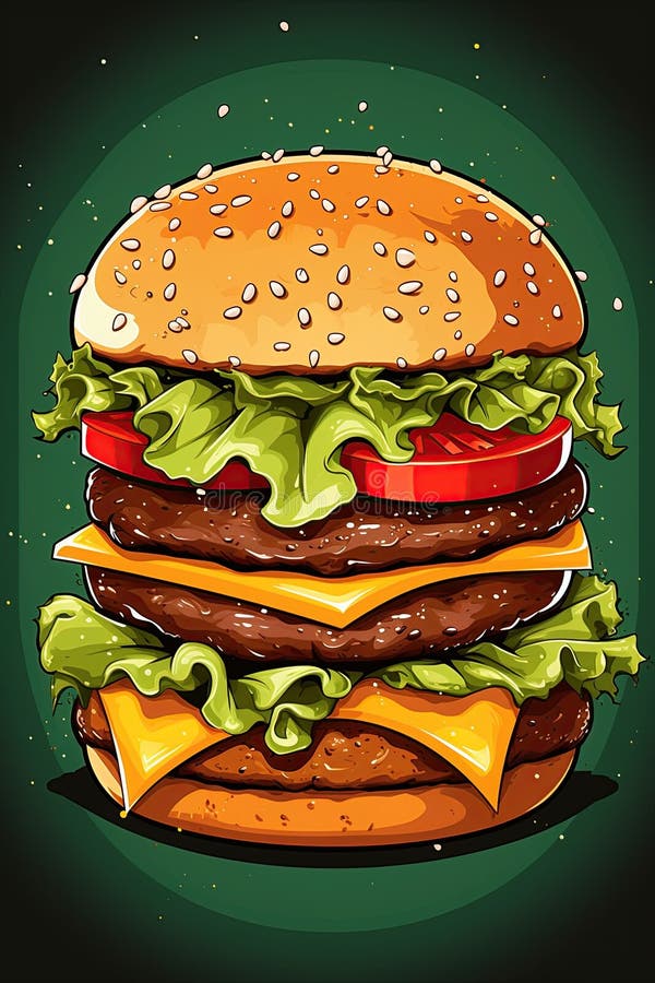 Hamburger Illustrated Drawing. Ai Generative Stock Illustration ...