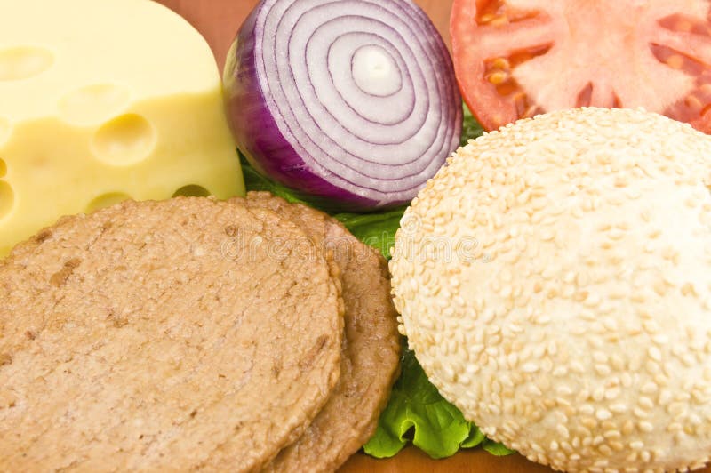 Hamburger ingredients stock photo. Image of green, beef - 29688166