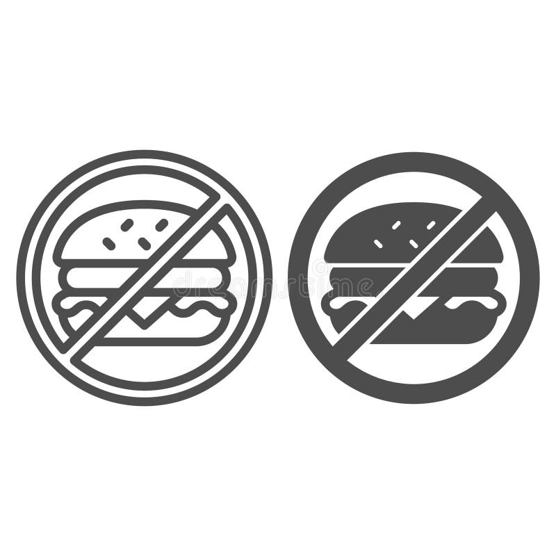 Hamburger with Meat Ban Line and Solid Icon, Prohibited Elements ...