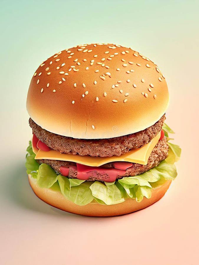 Hamburger Rendered in Icon Style Isometric on Colorful Background Stock ...