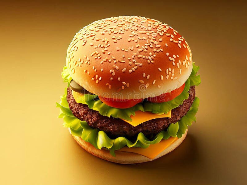 Hamburger Rendered in Icon Style Isometric on Colorful Background Stock ...