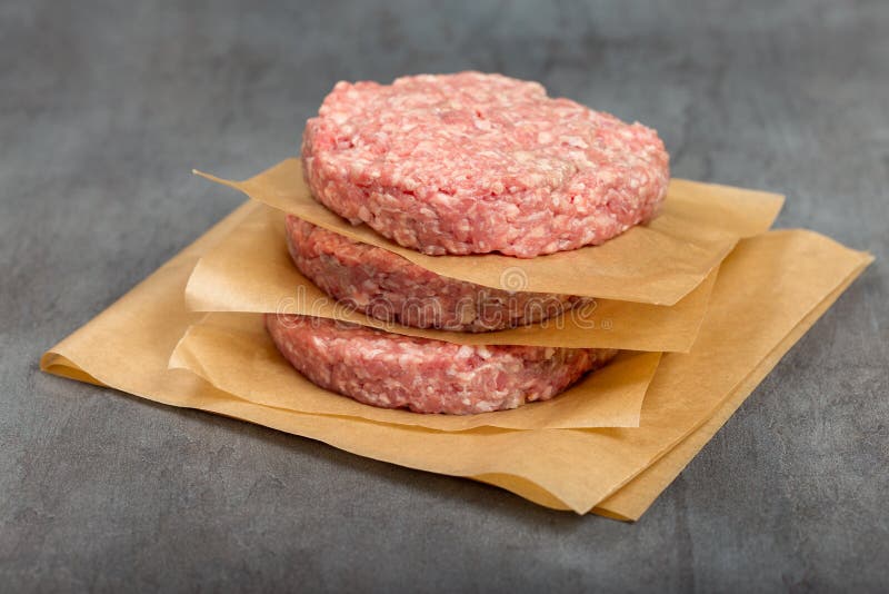 Hamburger Meat on the Grey Background Close Up Stock Image - Image of ...