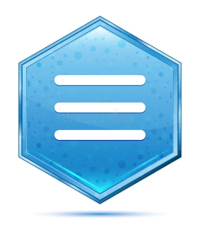 Hamburger Menu Bar Icon Crystal Blue Hexagon Button Stock Illustration ...