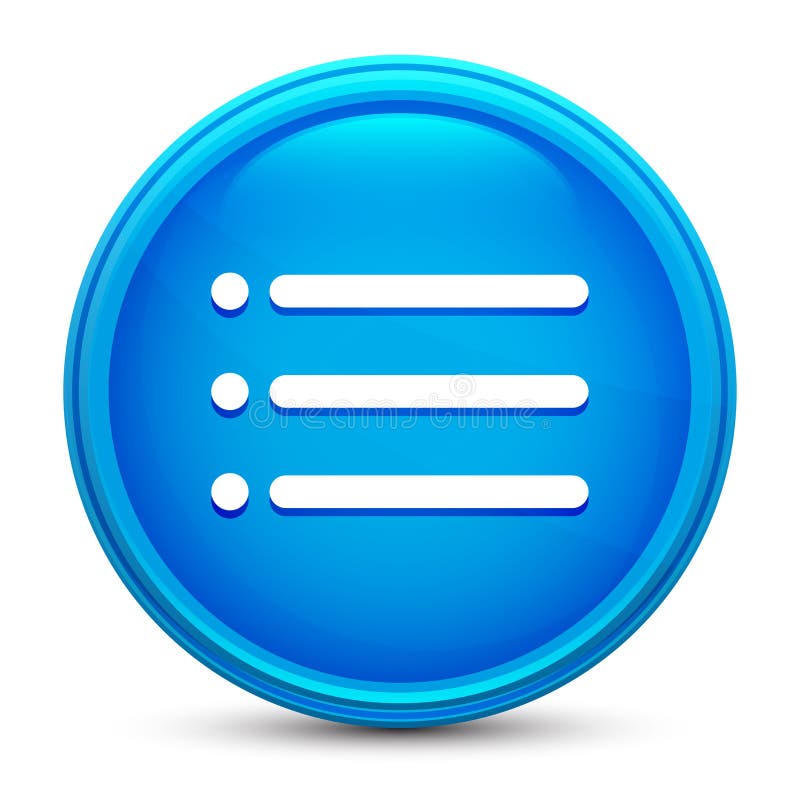 Hamburger Menu Bar Icon Glass Shiny Blue Round Button Isolated Design ...