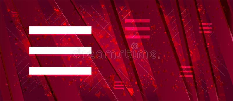 Hamburger Menu Bar Icon Abstract Design Bright Red Banner Background ...