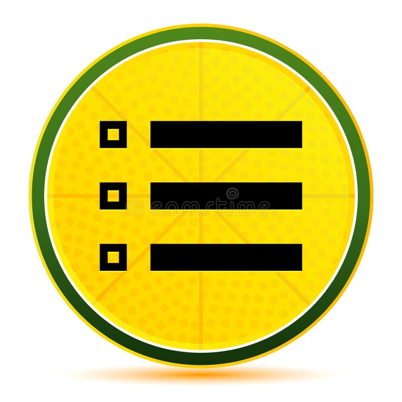 Hamburger Menu Bar Icon Lemon Lime Yellow Round Button Illustration ...