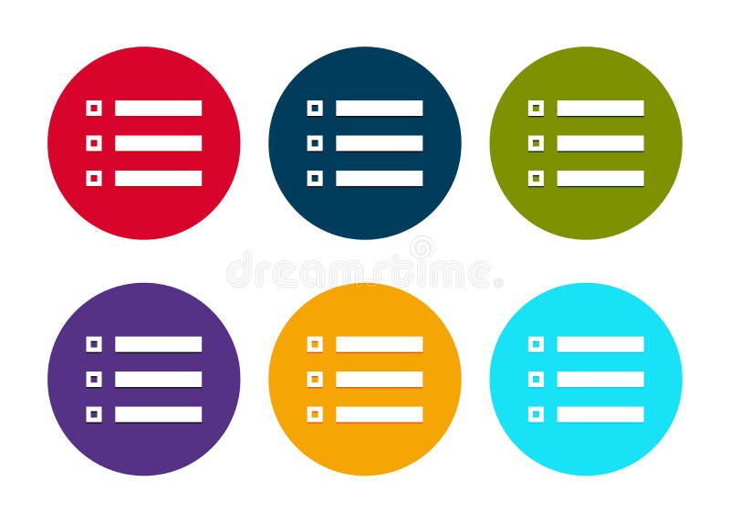 Hamburger Menu Bar Icon Modern Flat Round Button Set Illustration Stock ...