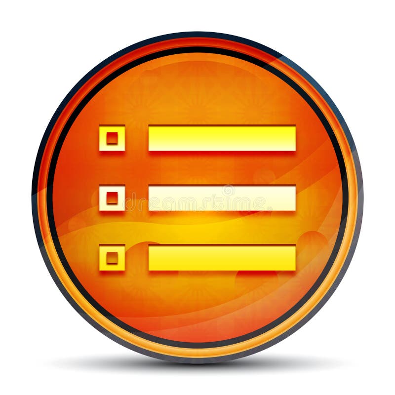Hamburger Menu Bar Icon Shiny Bright Orange Round Button Illustration ...