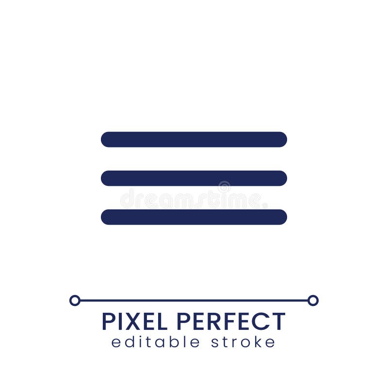 Hamburger Menu Button Pixel Perfect Linear Ui Icon Stock Vector ...