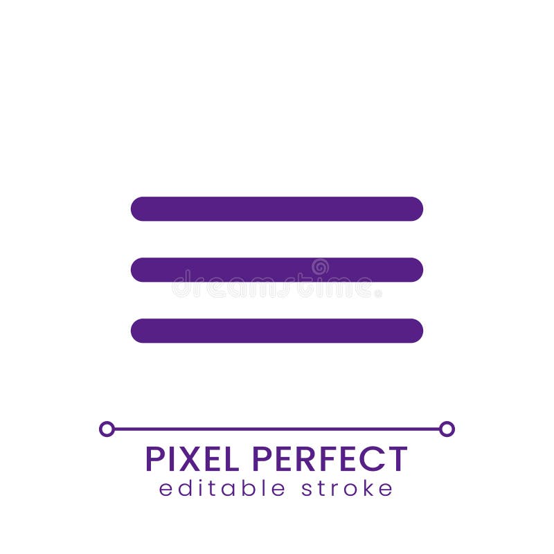 Hamburger Menu Pixel Perfect White Linear Ui Icon for Dark Theme Stock Vector - Illustration of ...