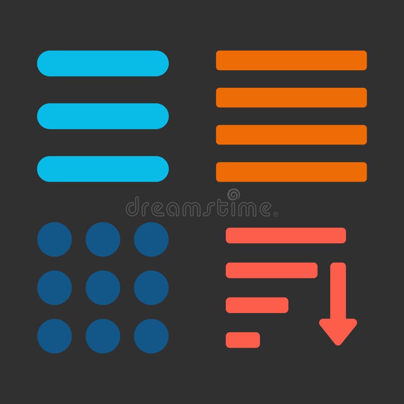 Hamburger Menu Icons Set. stock vector. Illustration of list - 67167195