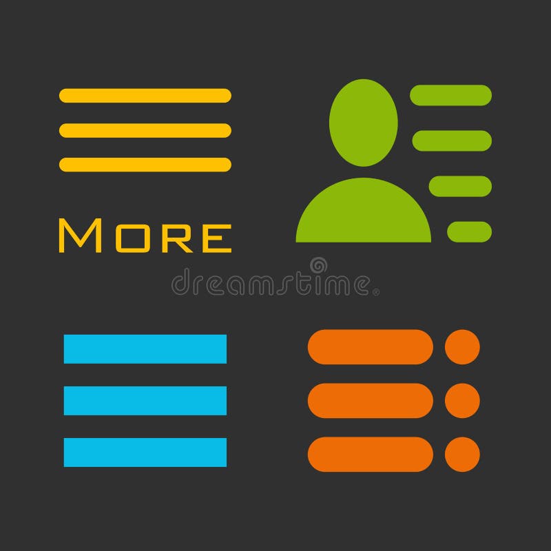 Hamburger Menu Icons Set. stock vector. Illustration of dots - 82267983