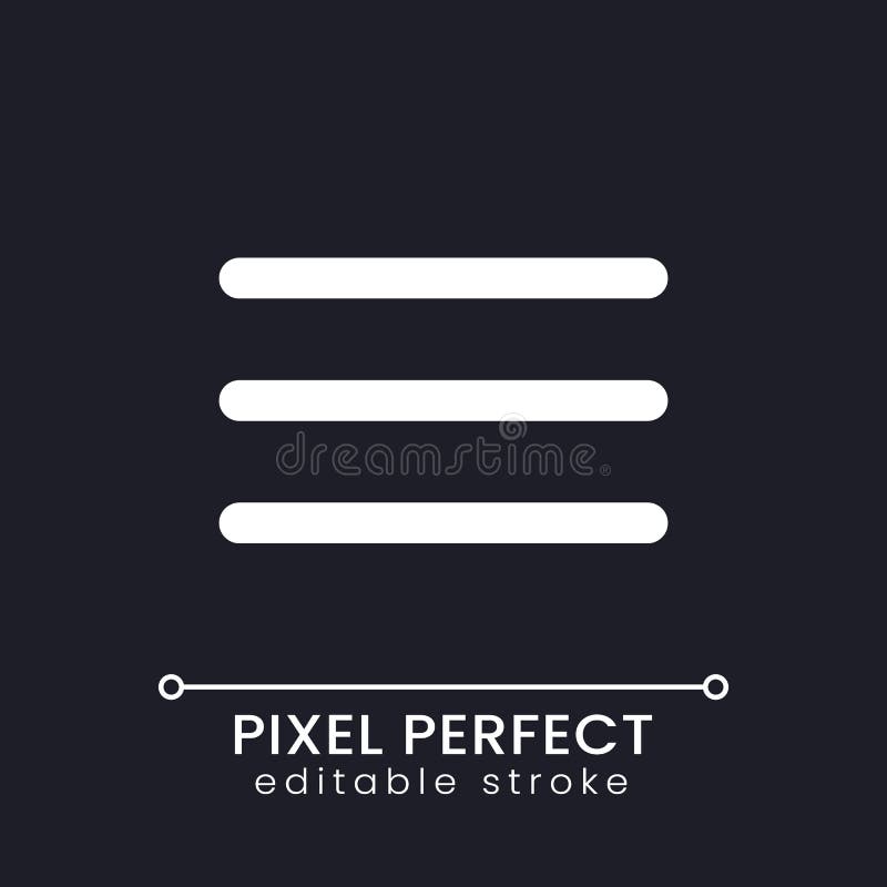 Hamburger Menu Pixel Perfect White Linear Ui Icon for Dark Theme Stock Vector - Illustration of ...