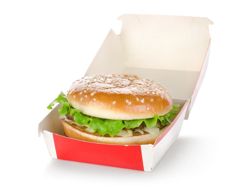 Hamburger in the red box stock image. Image of burger - 14310549