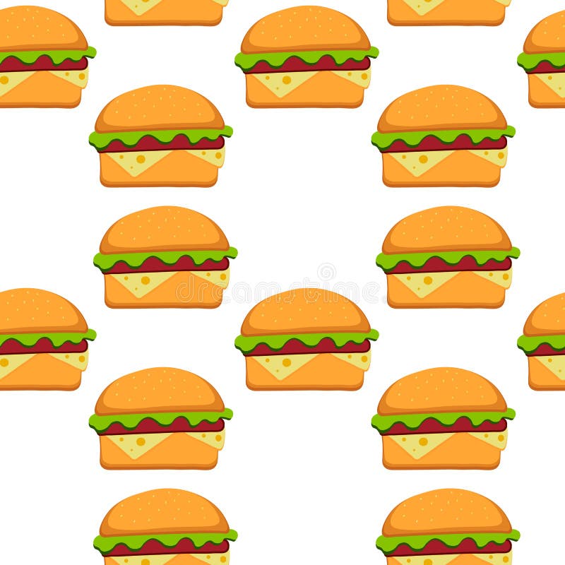 Hamburger Pattern Vector Illustration in Flat Style Stock Vector ...