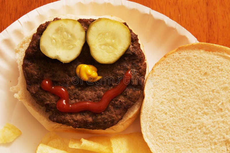 Hamburger with face stock image. Image of junk, cheeseburger - 38781115