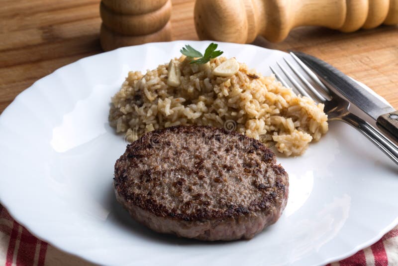 Hamburger with rice stock photo. Image of diet, cook - 89963960