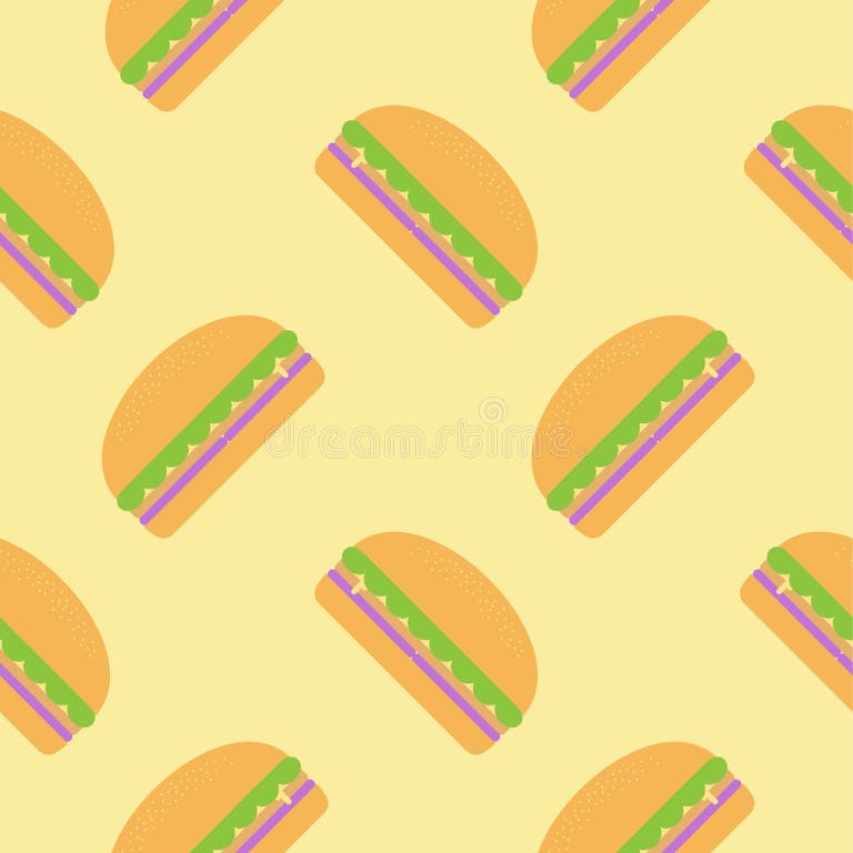 Hamburger Seamless Pattern. Burger Flat Design Vector Illustration ...