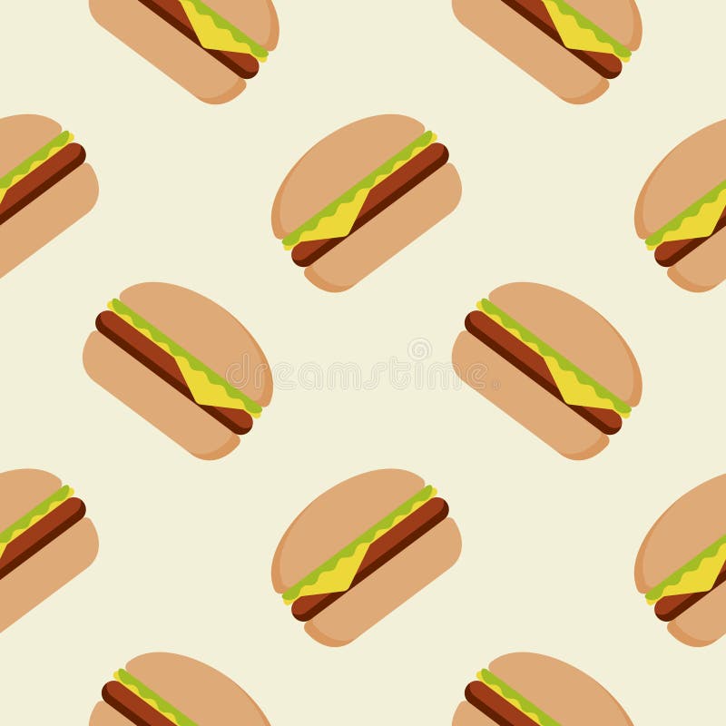 Hamburger Seamless Pattern. Burger Flat Design Vector Illustration ...