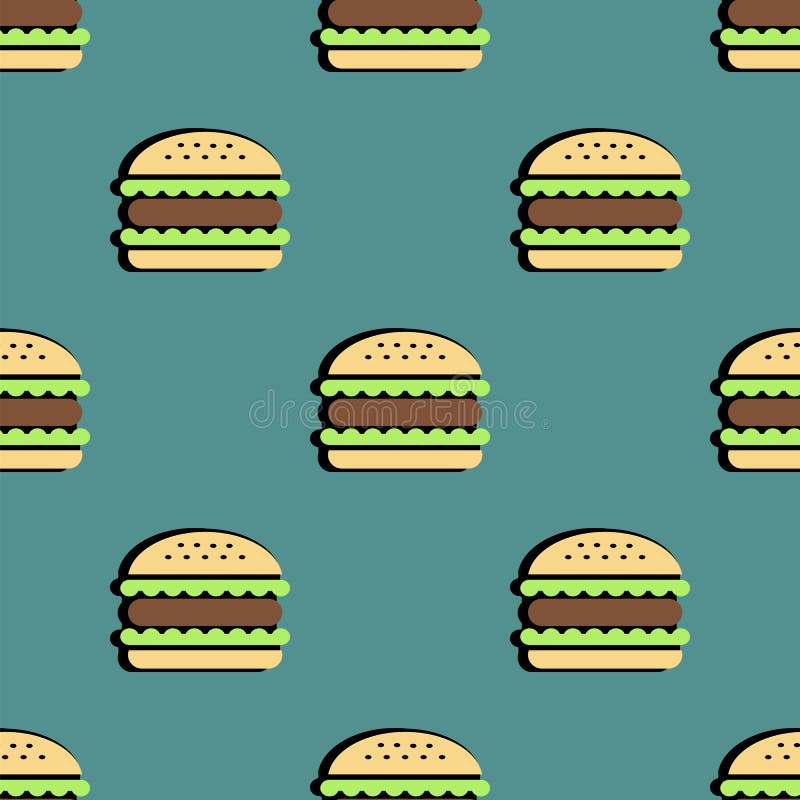 Hamburger Seamless Pattern. Color Vector Illustration. Stock ...