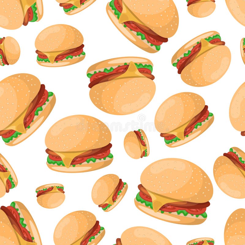 Hamburger seamless pattern stock vector. Illustration of object - 89562109