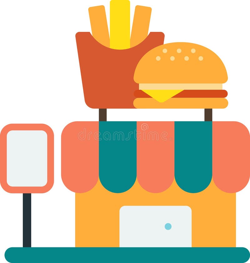 Hamburger Shop Building Illustration in Minimal Style Stock Vector ...