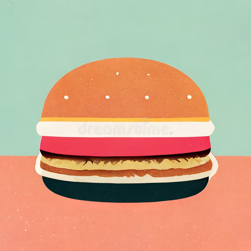 Hamburger Simple Picture. Hamburger on a Gradient Background. Digital Illustration Based on ...