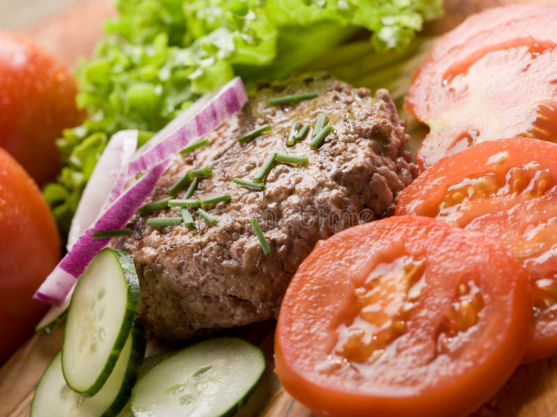 Hamburger With Slice Vegetables Stock Image - Image of burger, classic ...