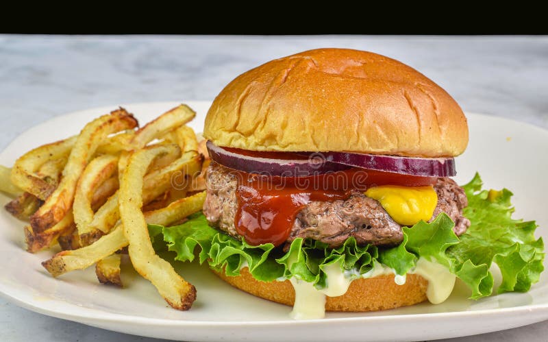 Hamburger Top with Onions , Mustard and Ketchup Stock Photo - Image of ...