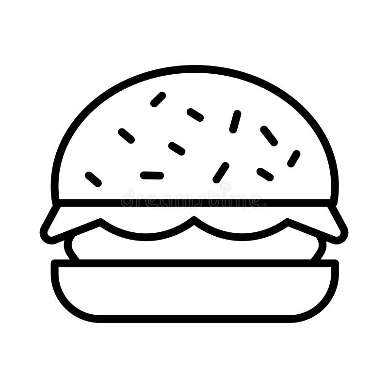 Hamburger Vector Black Icon on White Backround Stock Illustration ...