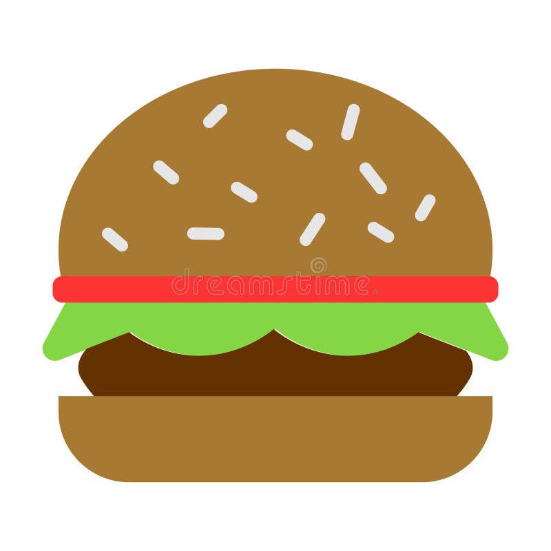 Hamburger Vector Icon on White Backround Stock Vector - Illustration of ...