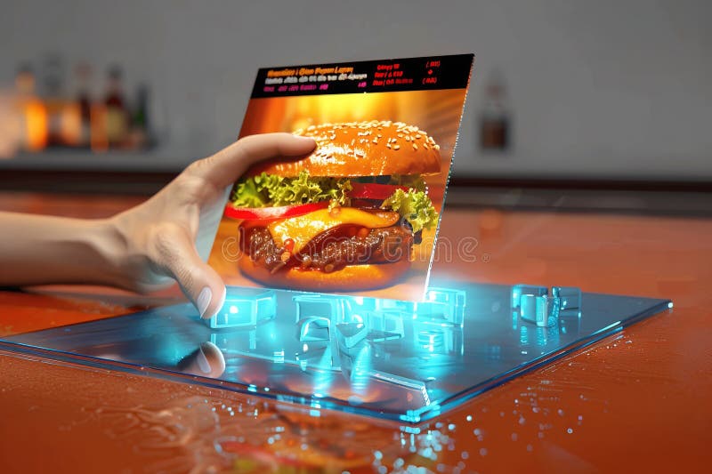 Hamburger in Virtual Menu of Restaurant, Modern Technology of Business ...