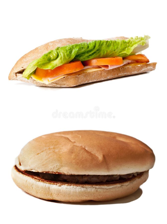 Hamburger vs. sandwich stock photo. Image of vegetable - 29493168