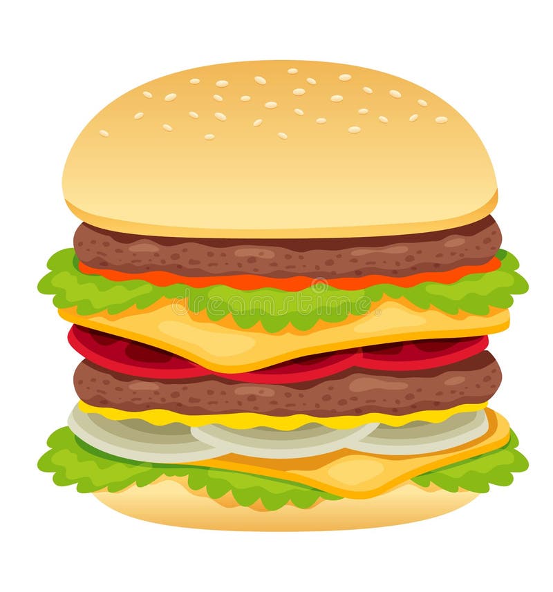 Emoticon Smiley Eating Hamburger Stock Vector - Illustration of ...