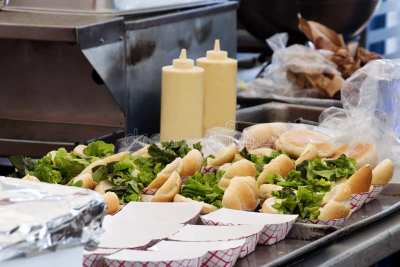 Hamburgers almost ready stock image. Image of snack, calories - 2742619