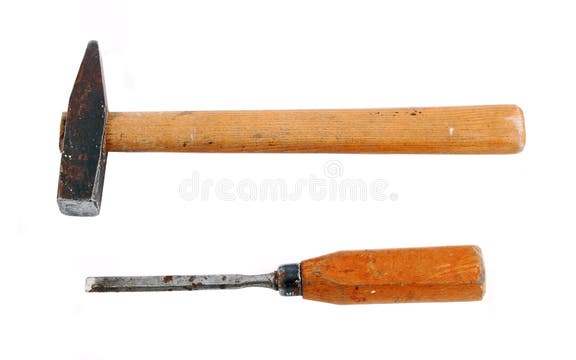 Hamer en beitel stock foto. Image of metaal, één, timmerwerk - 18715934