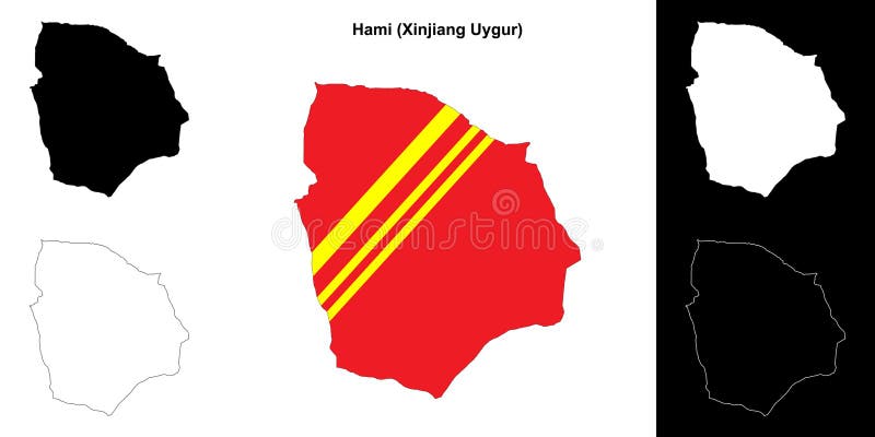 Hami outline map stock vector. Illustration of clipart - 334845418