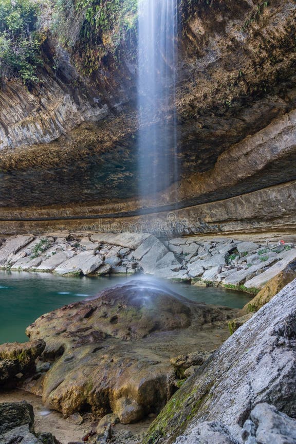 Hamilton Pool Under the Waterfall Stock Image - Image of colors ...
