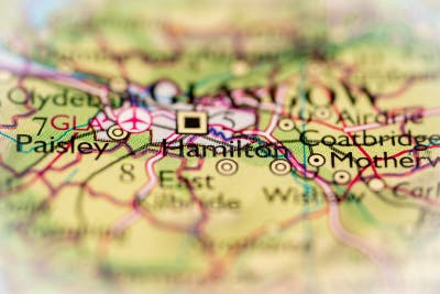 Hamilton, Scotland Highlighted on a World Map Stock Image - Image of ...