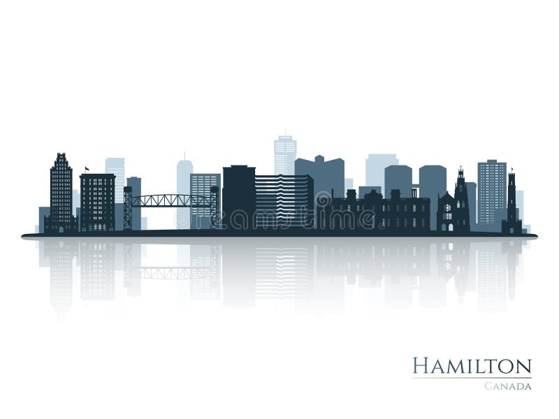 Hamilton Skyline Silhouette with Reflection. Stock Vector ...