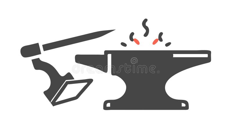 Hammer and Anvil. Classic Blacksmith. Forge Icon, Vector Design ...