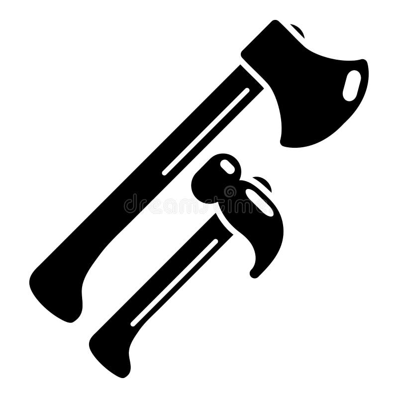 Hammer and Axe Icon, Simple Style Stock Vector - Illustration of ...