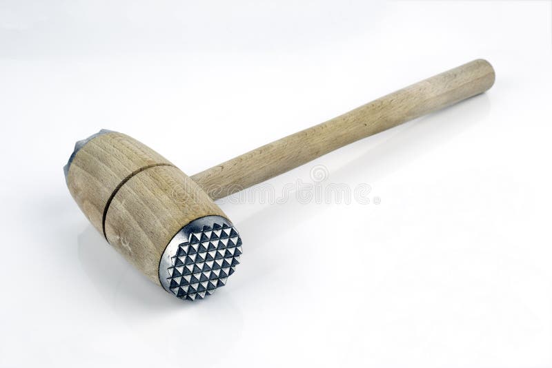 Hammer for Beating the Meat with a Wooden Handle Isolated on Whi Stock ...