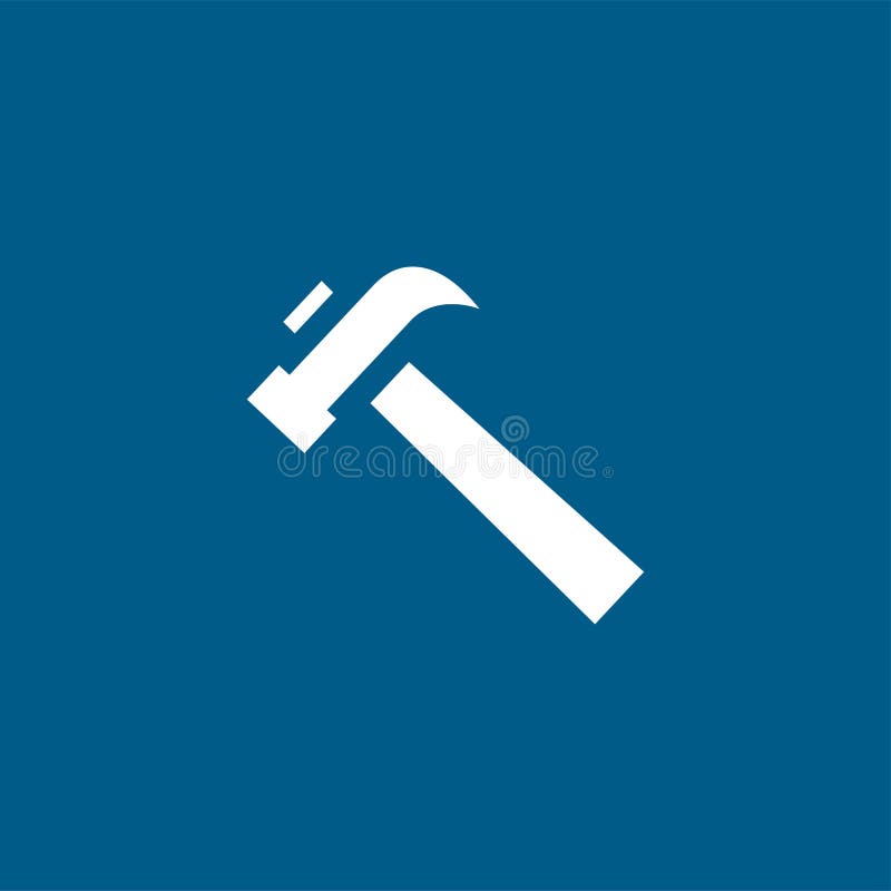 Hammer Blue Icon on White Background. Blue Flat Style Vector ...