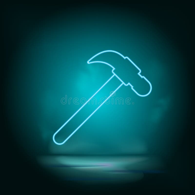 Hammer Blue Neon Vector Icon. Simple Element Illustration from Map and ...
