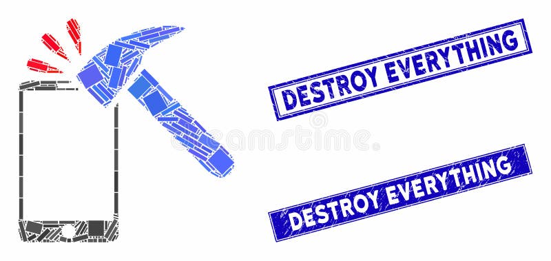 Hammer Break Smartphone Mosaic and Scratched Rectangle Destroy ...